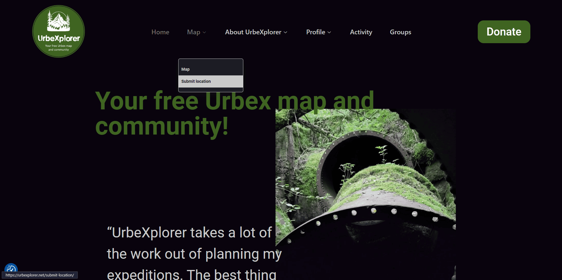 Get access to the free Urban Exploration Map - UrbeXplorer